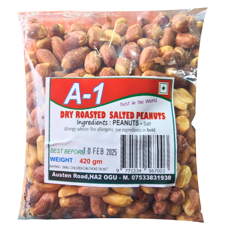 A 1 Dry Roasted Salted Peanuts (420 gm) – Ram's Cash & Carry